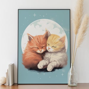 Kitten Minimal, Funny Cat Art Print, Cute Kitten Poster, Cat Print, Cat Art, Cat Poster, Black ...