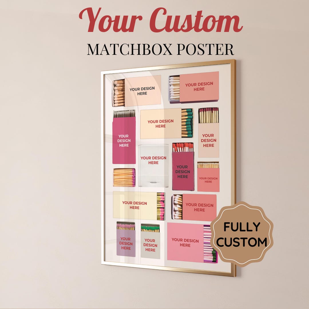 Vintage Matchbox Print, Custom Trendy Matches Poster, Retro Matchbook ...