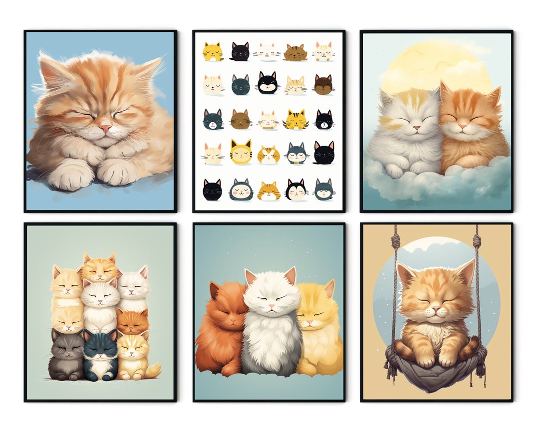 Kitten Minimal, Funny Cat Art Print, Cute Kitten Poster, Cat Print, Cat Art, Cat Poster, Black ...
