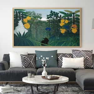 Cat Print Henri Rousseau , Irises Cat Print, Henri Rousseau Cat Poster ...