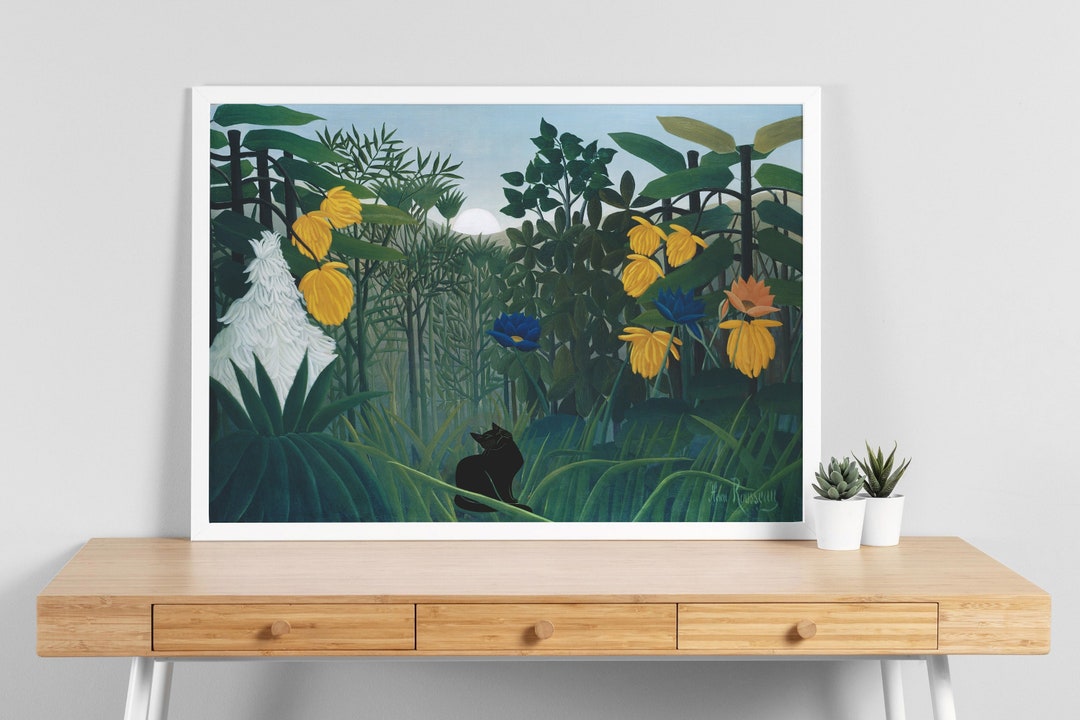 Cat Print Henri Rousseau , Irises Cat Print, Henri Rousseau Cat Poster ...