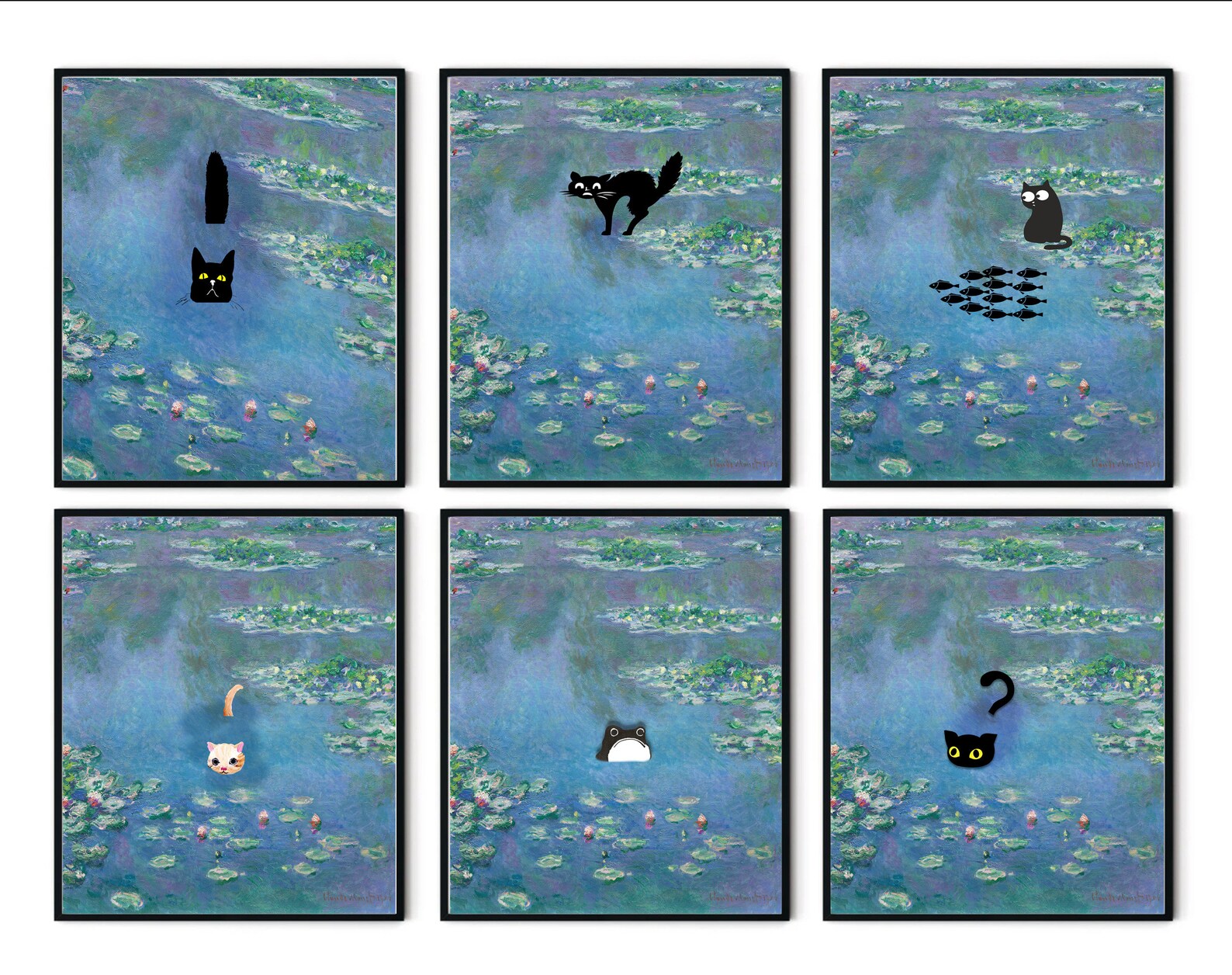 Monet Cat Print Set of 6unimpressed Frog Cat Poster Cat Art - Etsy