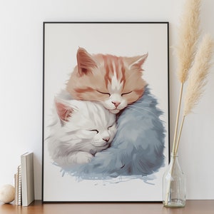 Kitten Minimal, Funny Cat Art Print, Cute Kitten Poster, Cat Print, Cat Art, Cat Poster, Black ...