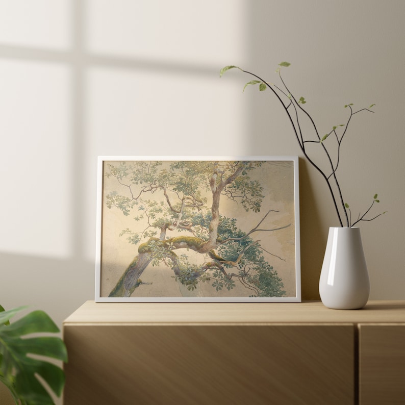 Vintage Tree Print, Tree Art Print, Vintage Tree Branches, Watercolor ...