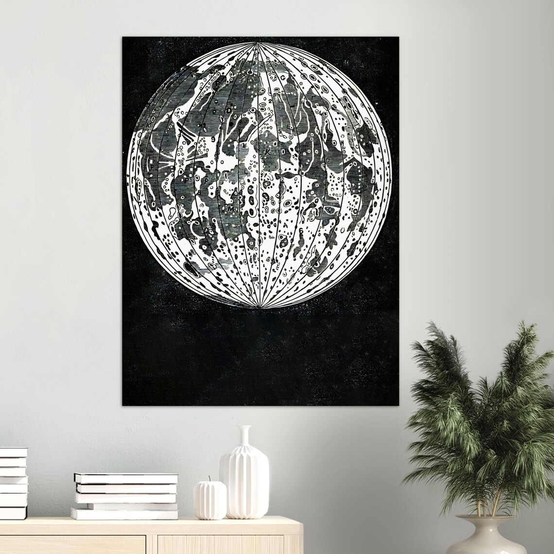 Vintage Moon Map Antique Moon Print Vintage Drawing Moon - Etsy