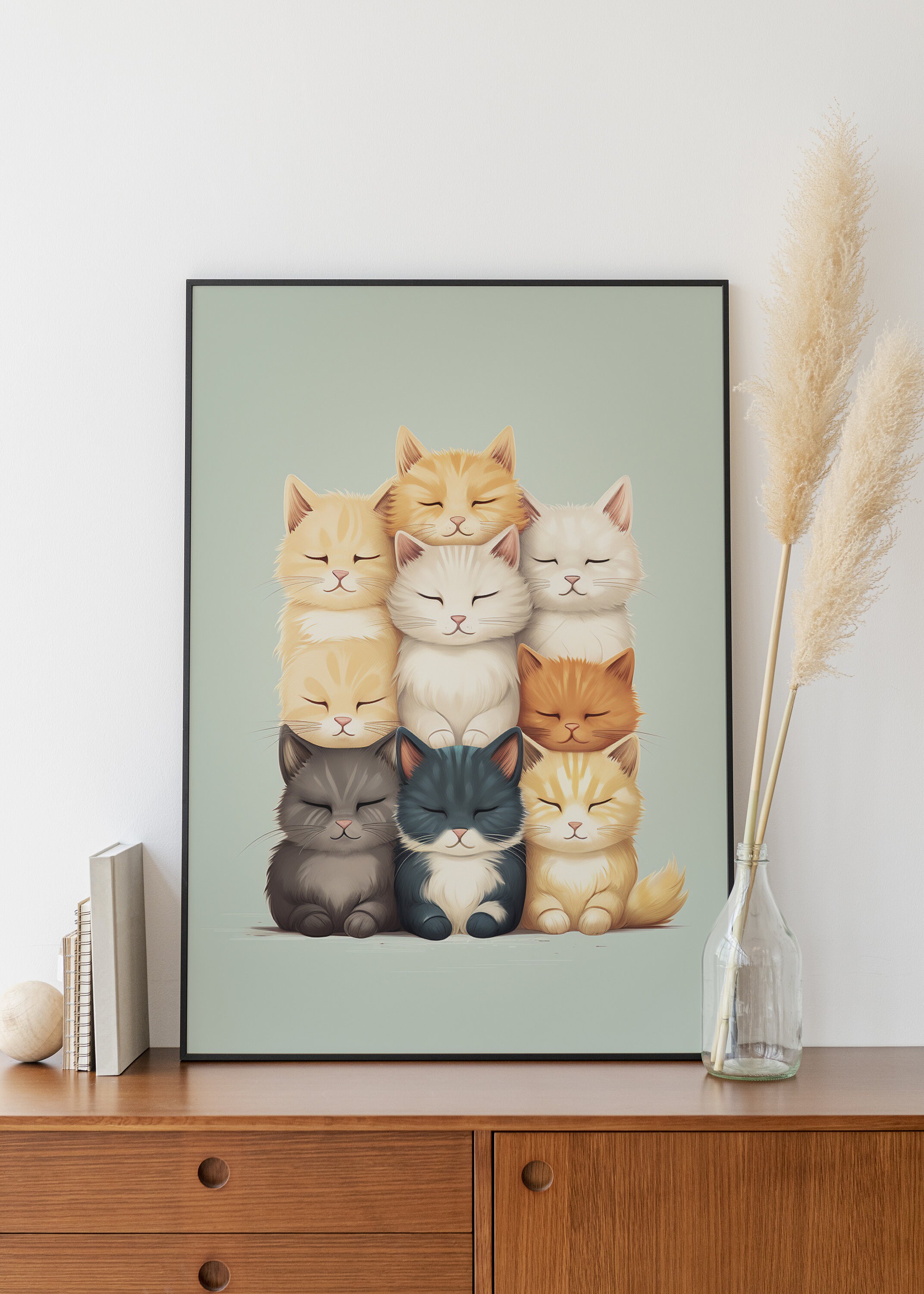 Kitten Minimal Funny Cat Art Print Cute Kitten Poster Cat - Etsy