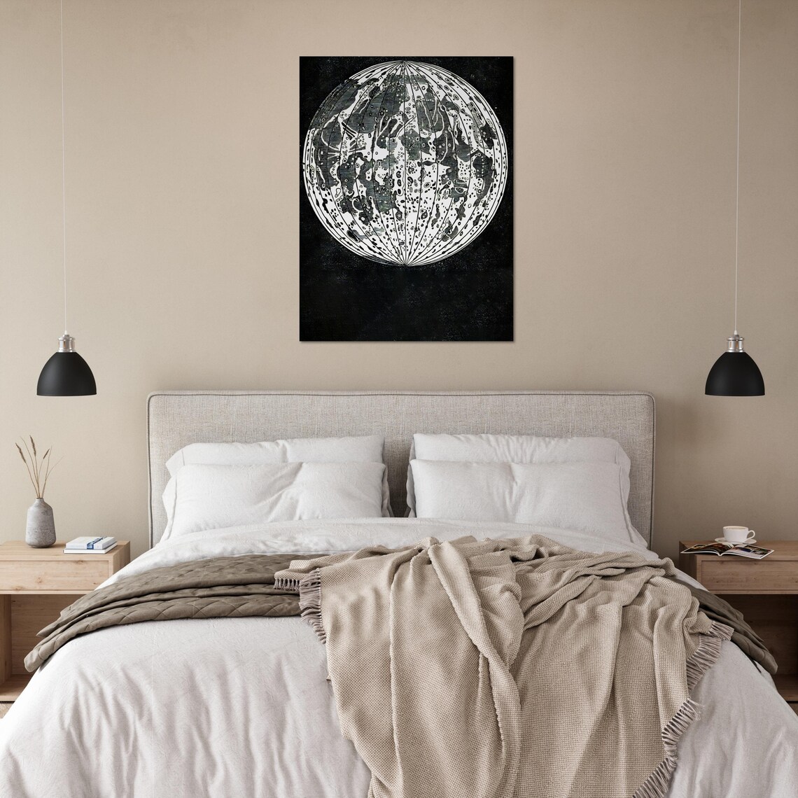 Vintage Moon Map Antique Moon Print Vintage Drawing Moon - Etsy