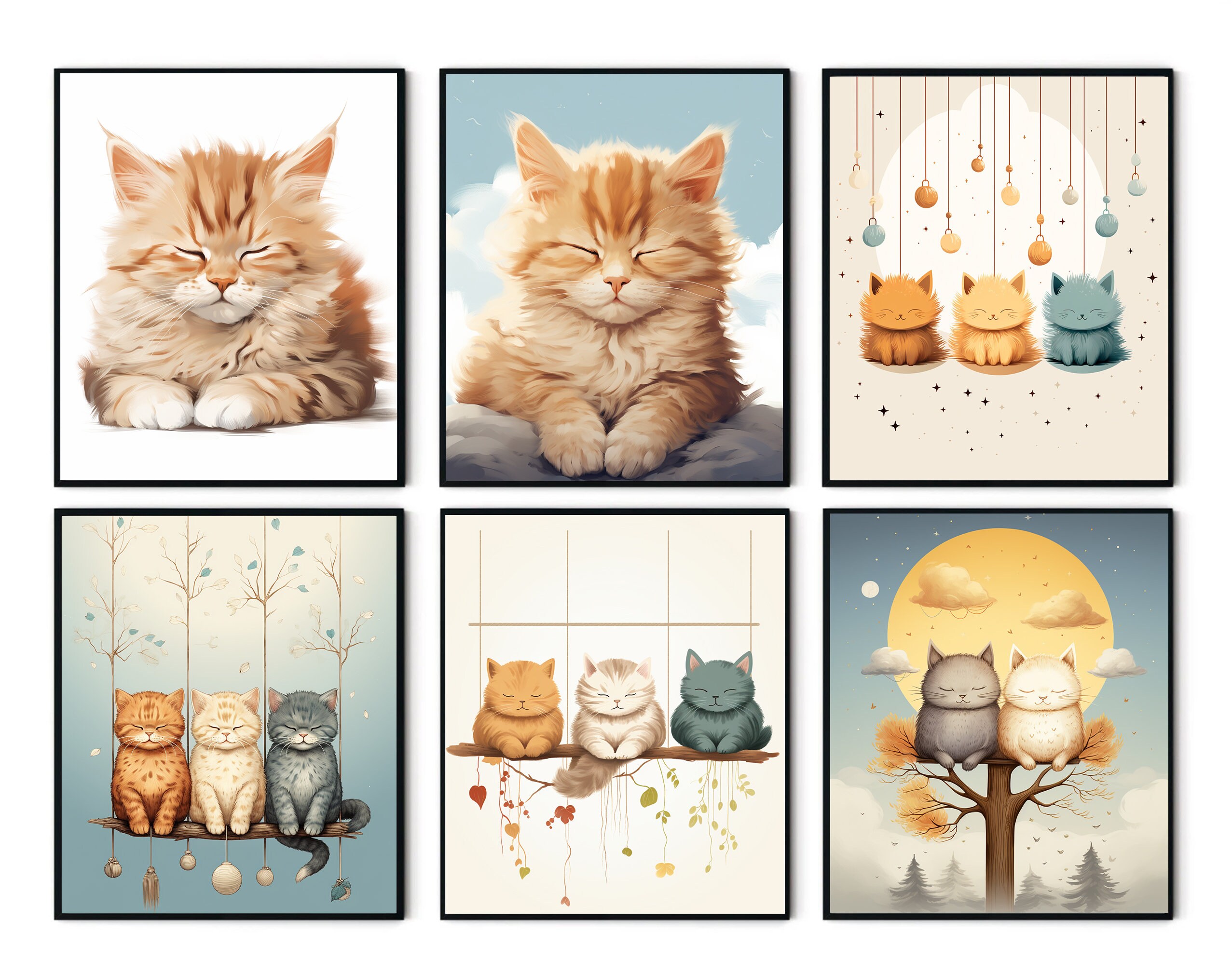 Kitten Minimal Funny Cat Art Print Cute Kitten Poster Cat - Etsy