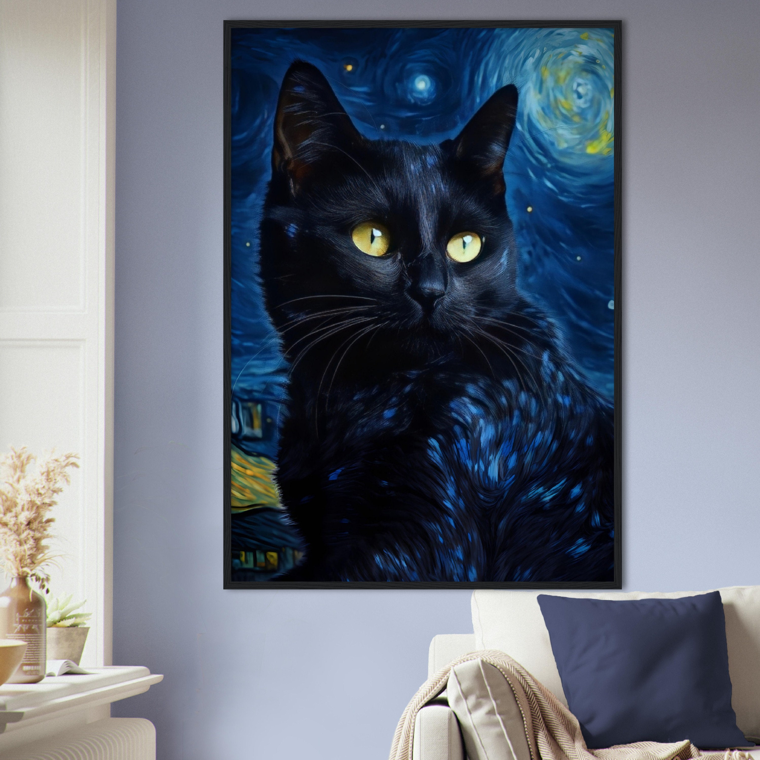 Van Gogh Cat Print Floral Cat Art Cat Poster Monet - Etsy