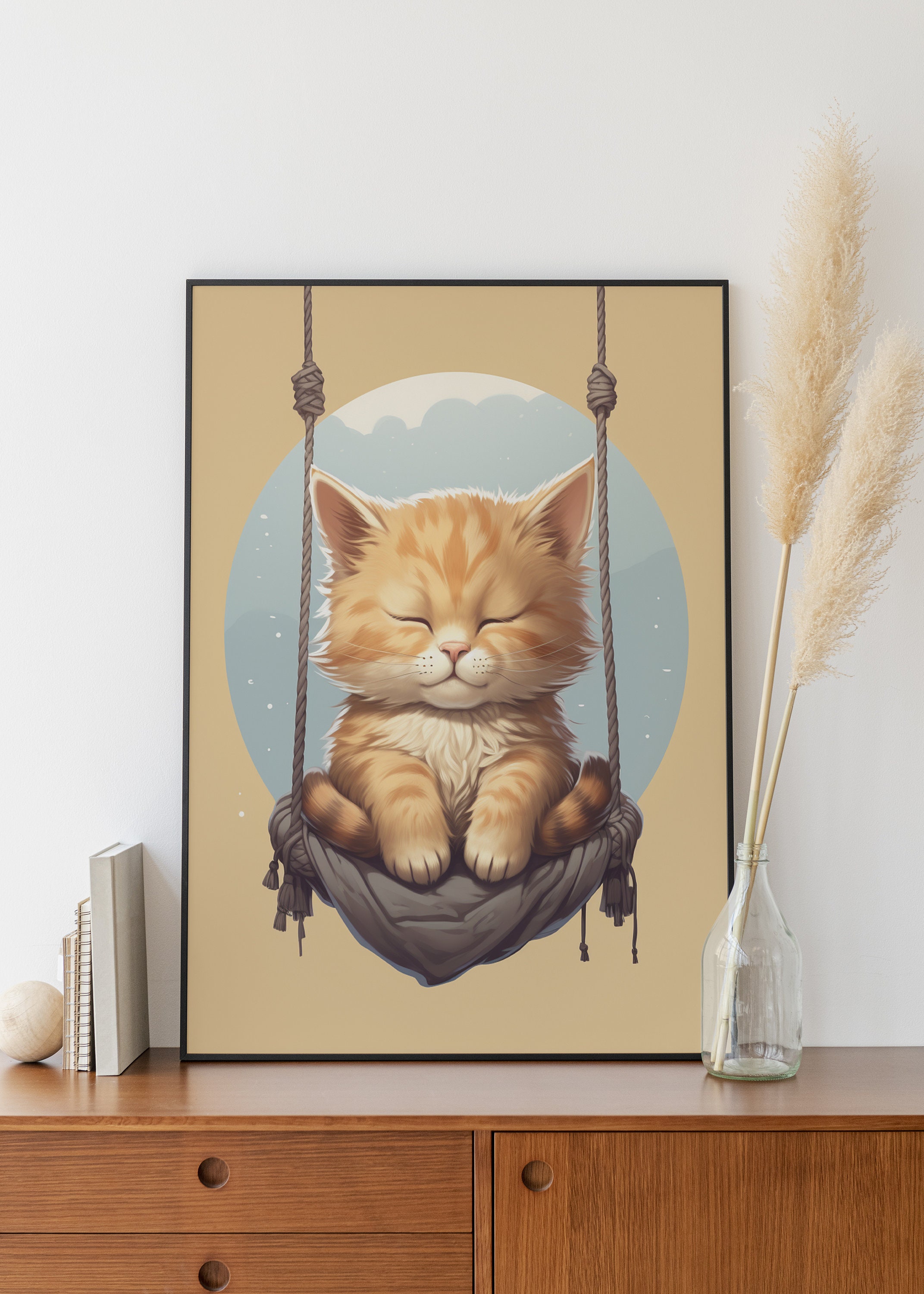 Kitten Minimal Funny Cat Art Print Cute Kitten Poster Cat - Etsy