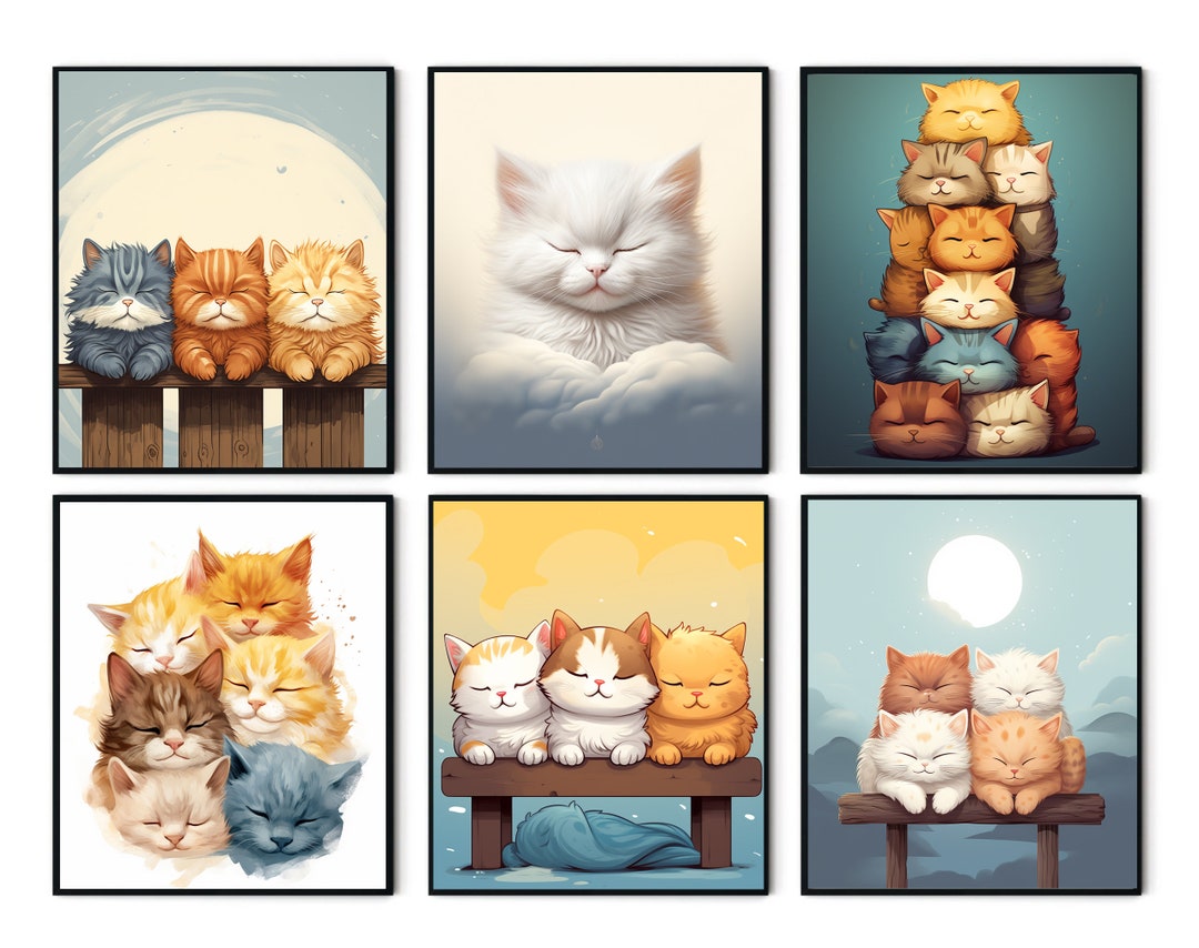 Kitten Minimal Funny Cat Art Print Cute Kitten Poster Cat - Etsy