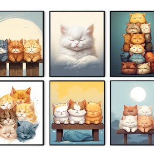 Kitten Minimal Funny Cat Art Print Cute Kitten Poster Cat - Etsy