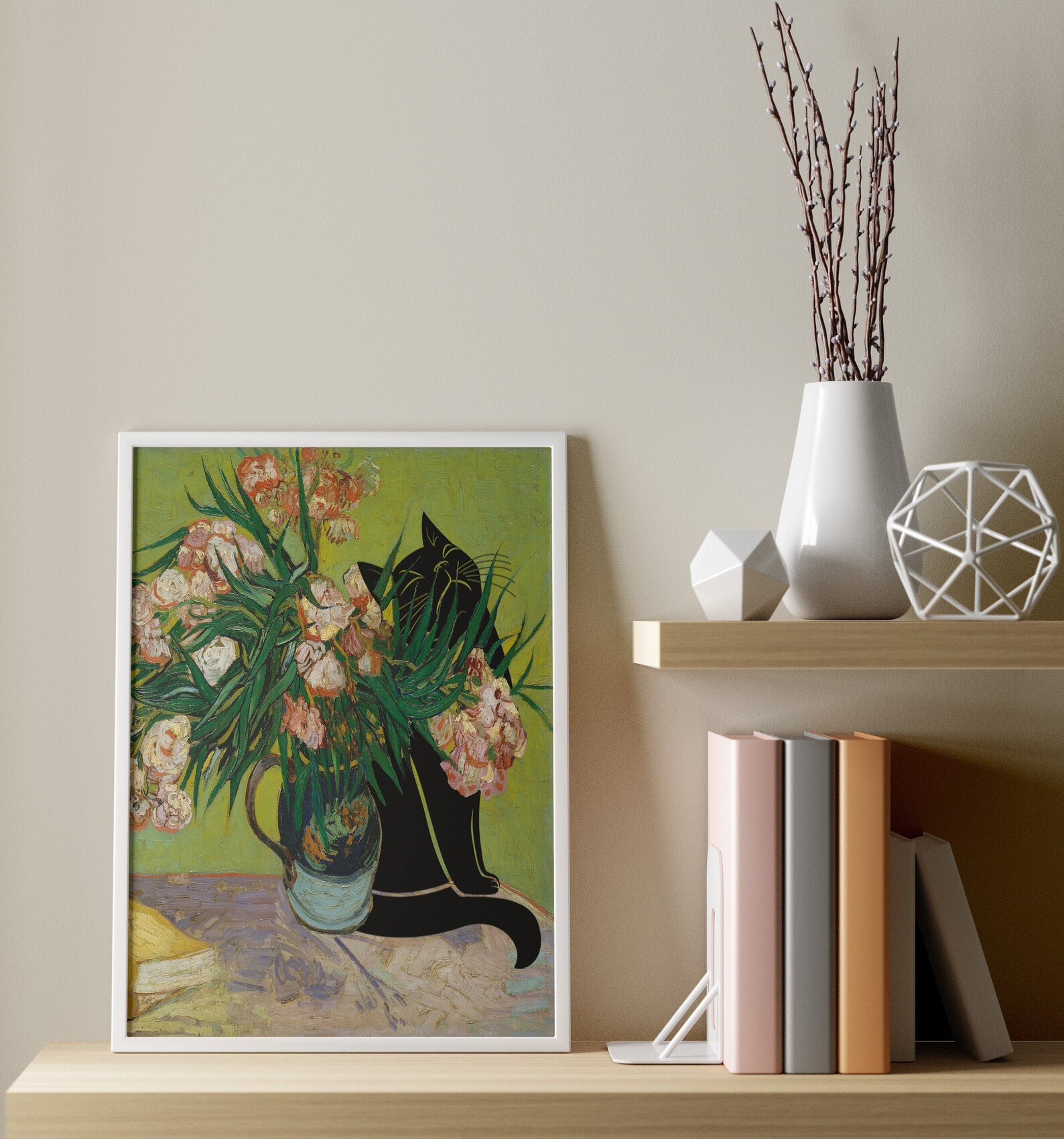 Van Gogh Cat Print Floral Cat Art Cat Poster Monet - Etsy