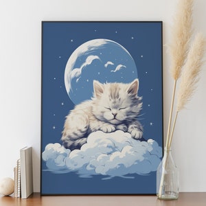 Kitten Minimal, Funny Cat Art Print, Cute Kitten Poster, Cat Print, Cat Art, Cat Poster, Black ...