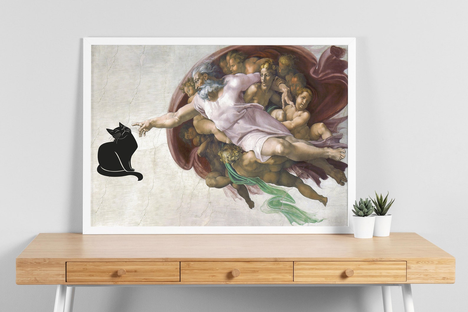 Cat Poster the Creation of Adam Cat Art Cat in Famous Art - Etsy