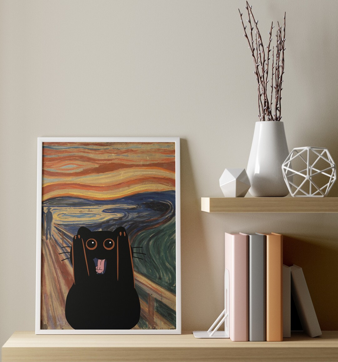 Cat Print Vincent Edvard Munch, Cat Print, the Scream Cat Poster, Cat ...