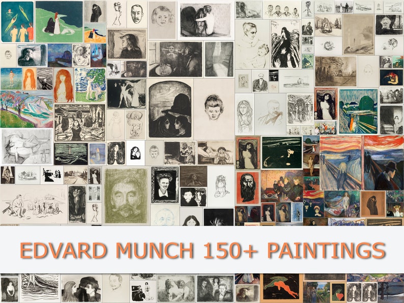 Edvard Munch Printable Wall Art Bundle 150 Artworks Edvard - Etsy