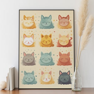 Kitten Minimal, Funny Cat Art Print, Cute Kitten Poster, Cat Print, Cat Art, Cat Poster, Black ...