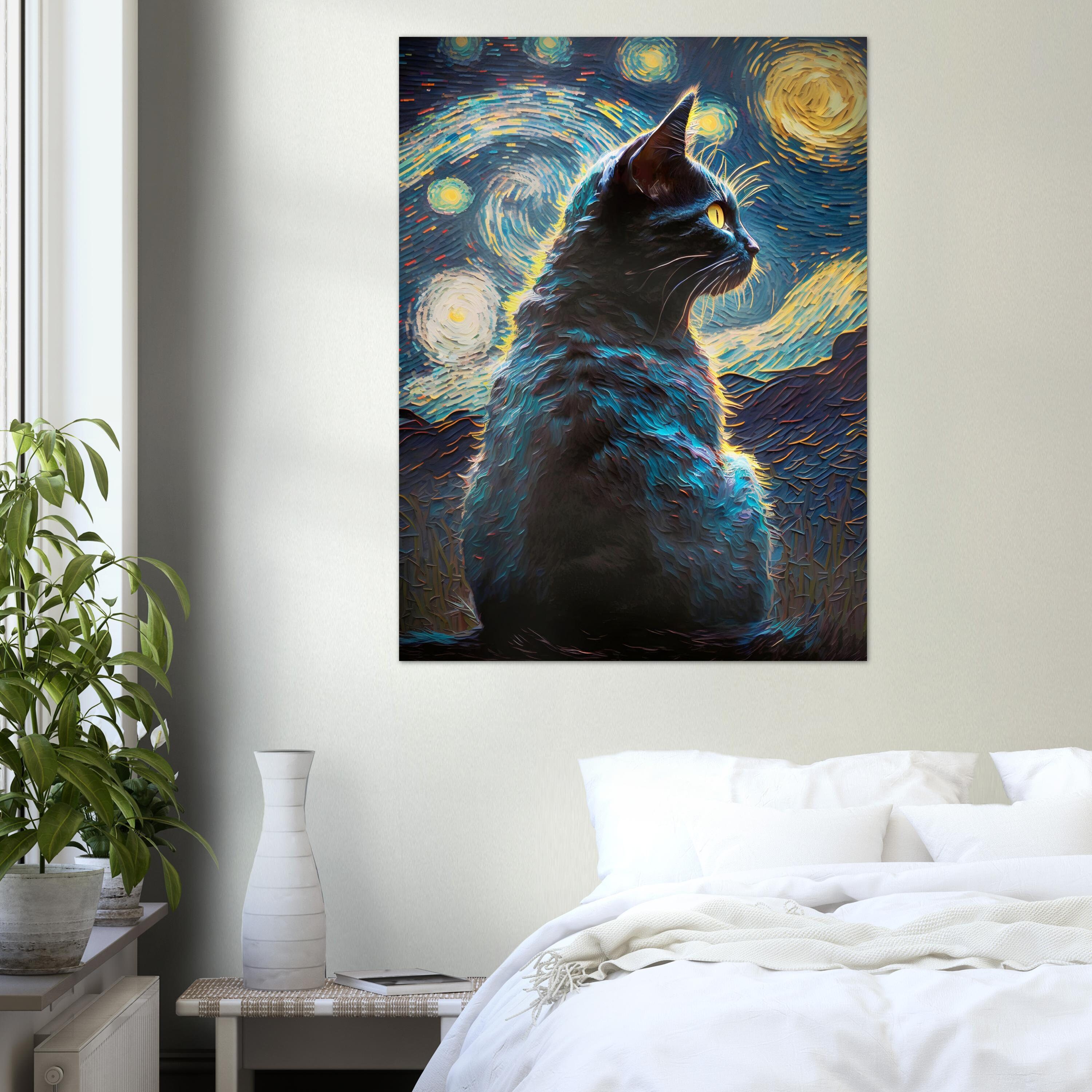 Van Gogh Cat Print Floral Cat Art Cat Poster Monet - Etsy
