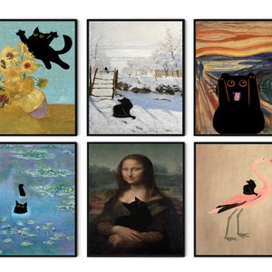 Cat Poster Set of 6 Monet Cat Print Monet Waterlily Cat Van - Etsy