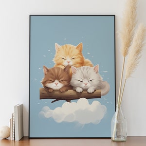 Kitten Minimal, Funny Cat Art Print, Cute Kitten Poster, Cat Print, Cat Art, Cat Poster, Black ...