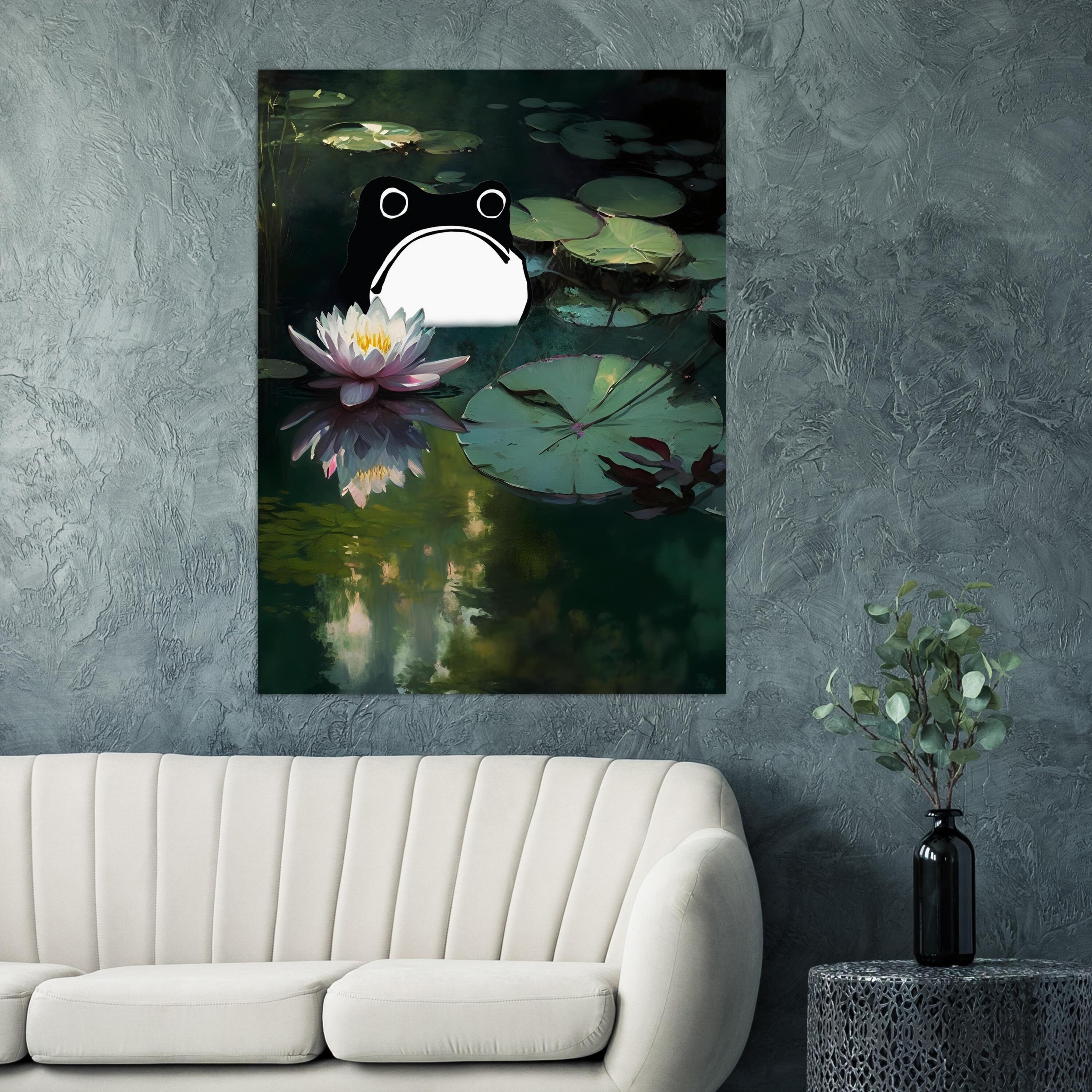 Frog Poster, Unimpressed Frog, Monet Inspired Waterlily Frog Print ...