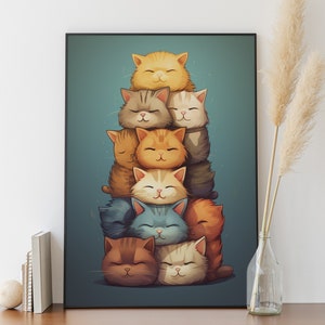 Kitten Minimal Funny Cat Art Print Cute Kitten Poster Cat - Etsy