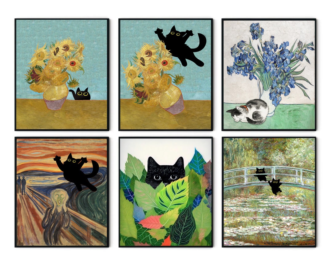 Cat Print Vincent Van Gogh Eclectic Cat Wall Art Giclée - Etsy
