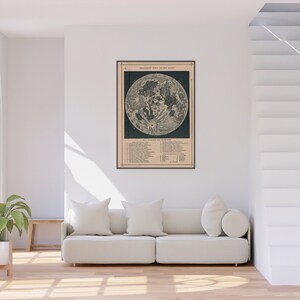Vintage Moon Map, Antique Moon Print, Vintage Lunar Map of the Moon ...