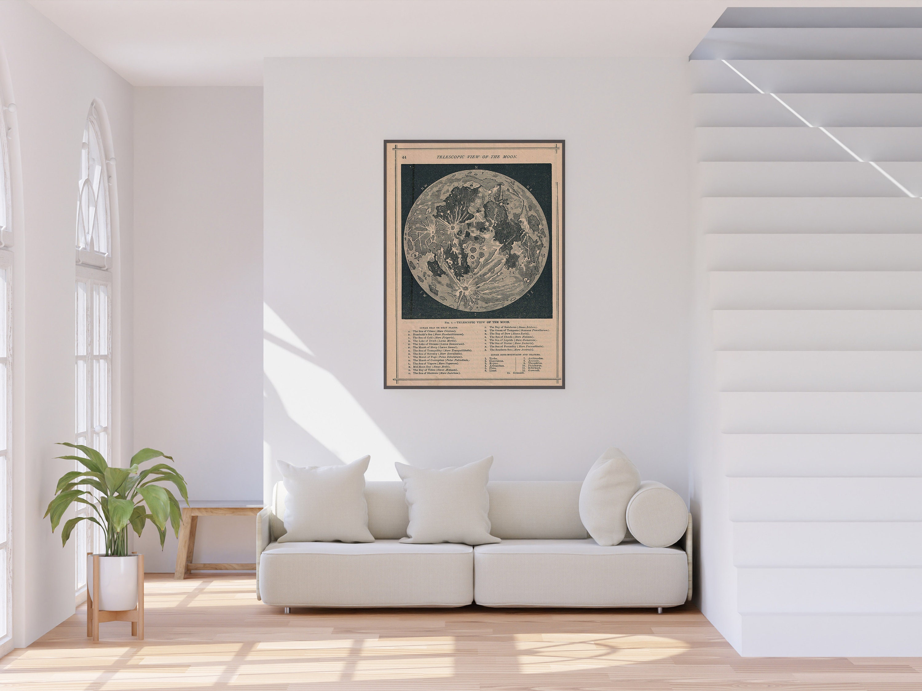 Vintage Moon Map Antique Moon Print Vintage Lunar Map of the - Etsy