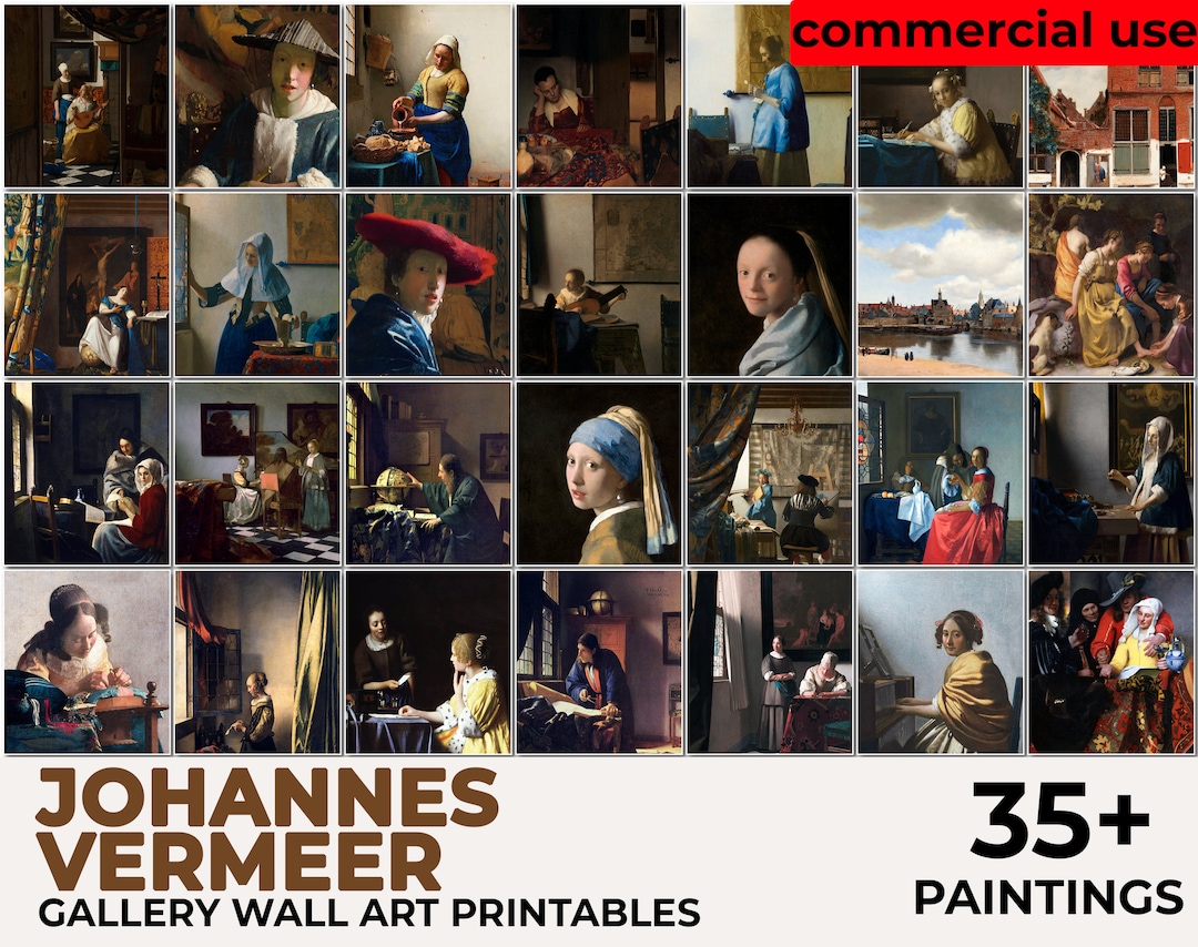 Johannes Vermeer Printable Wall Art Bundle Artworks , Vermeer Digital ...