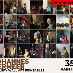 Johannes Vermeer Printable Wall Art Bundle Artworks , Vermeer Digital ...
