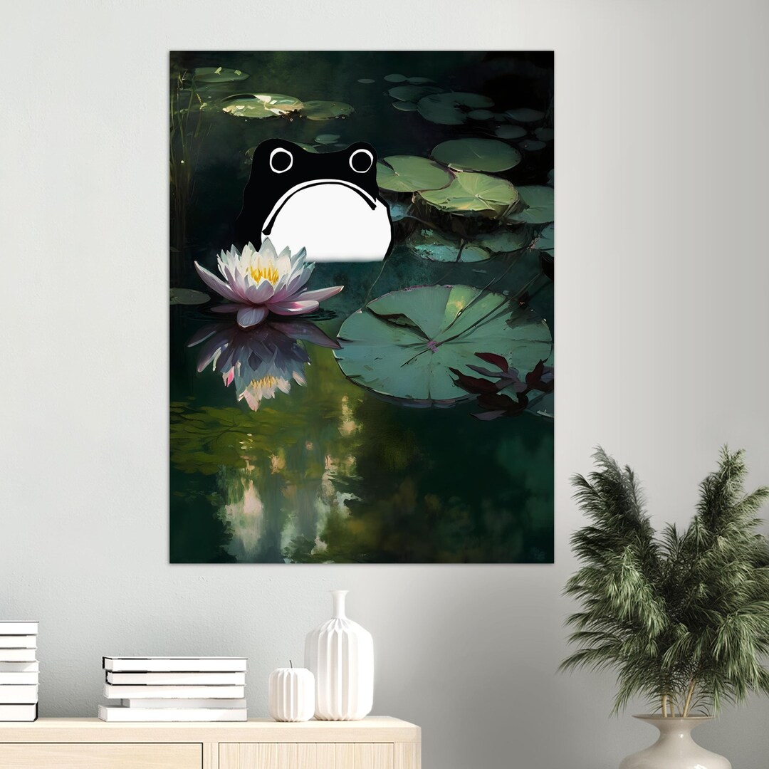 Frog Poster, Unimpressed Frog, Monet Inspired Waterlily Frog Print ...
