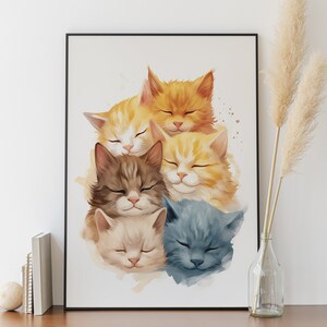 Kitten Minimal Funny Cat Art Print Cute Kitten Poster Cat - Etsy