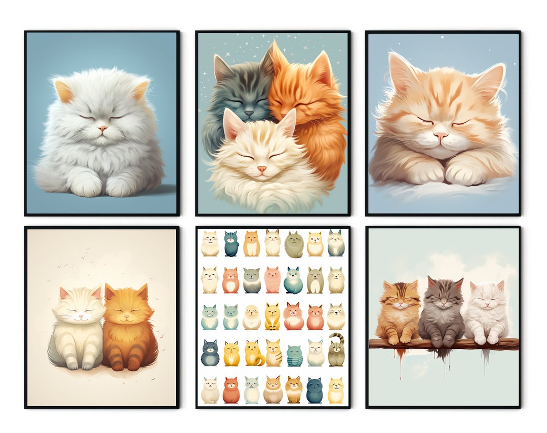 Kitten Minimal, Funny Cat Art Print, Cute Kitten Poster, Cat Print, Cat Art, Cat Poster, Black ...