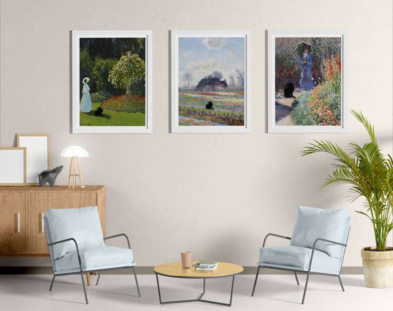 Cat Monet Set of 3 Waterlily Cat Poster Set of 3 Cat Print - Etsy