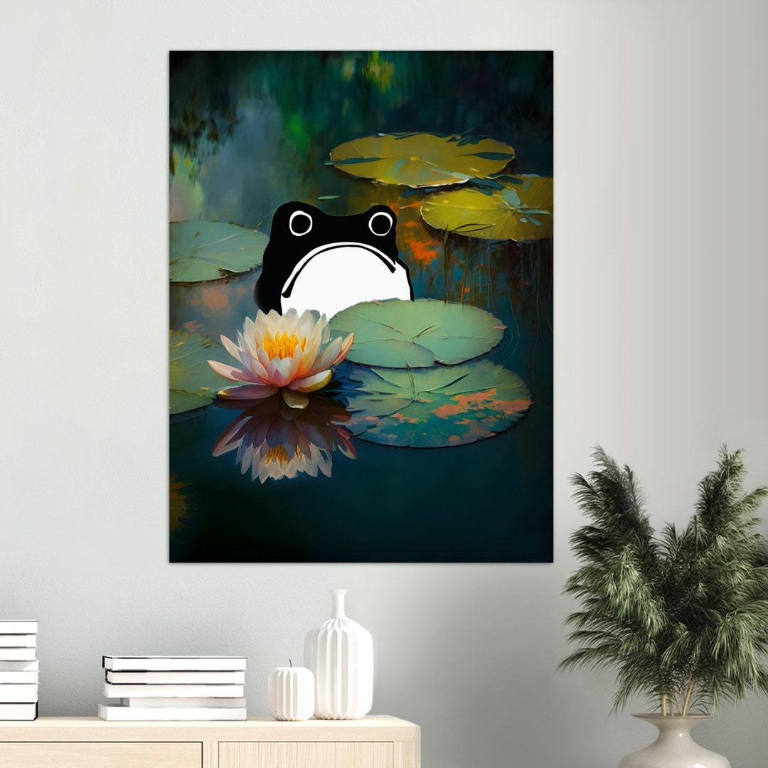Frog Poster, Unimpressed Frog, Monet Inspired Waterlily Frog Print ...