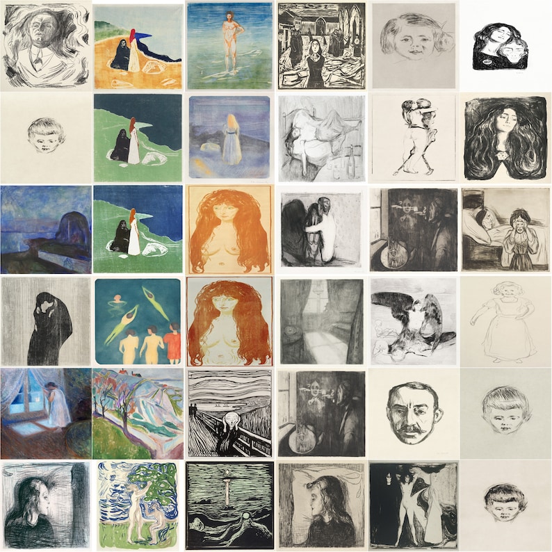 Edvard Munch Printable Wall Art Bundle 150 Artworks Edvard - Etsy