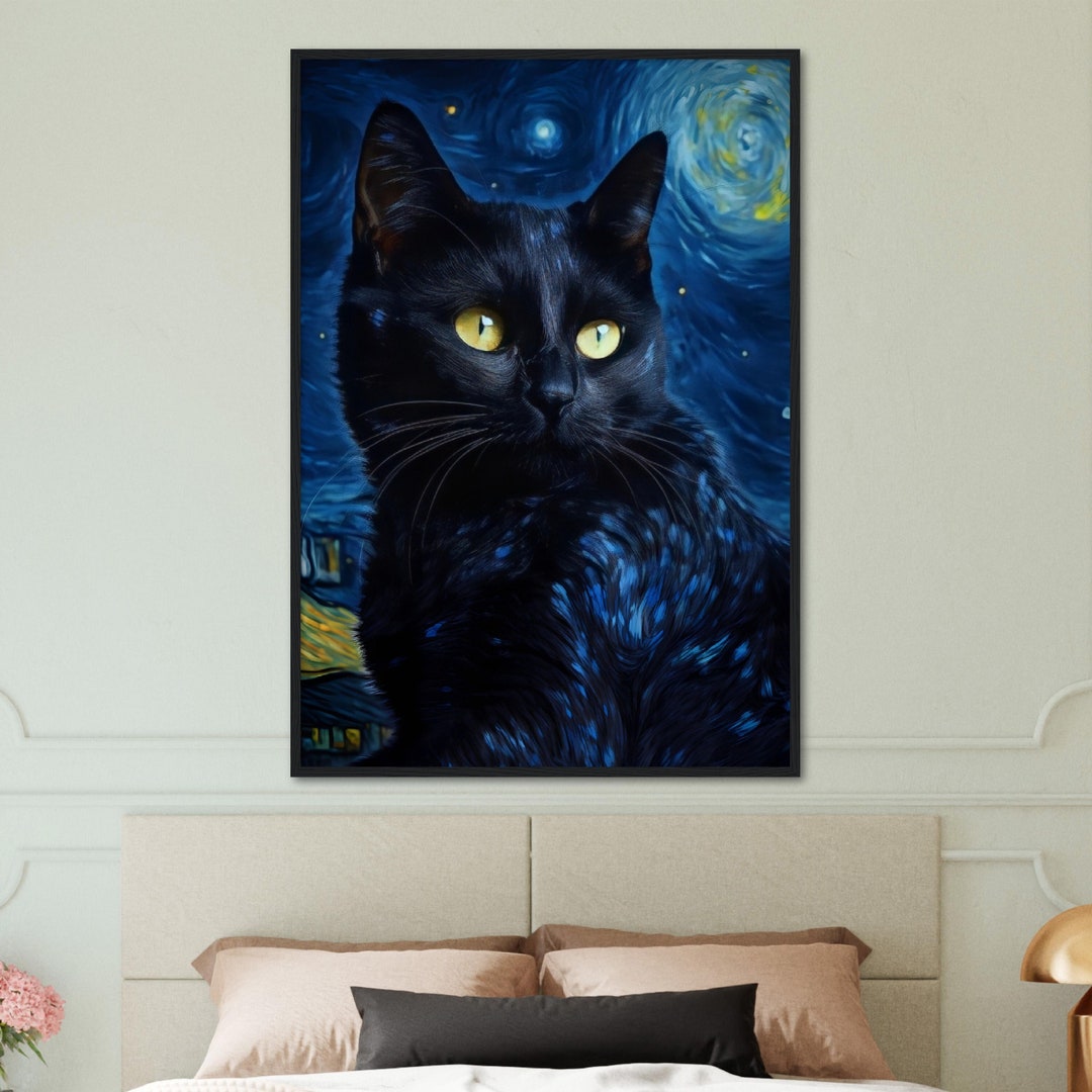 Van Gogh Cat Print, Floral Cat Art, Cat Poster Monet, Whimsical Cat ...