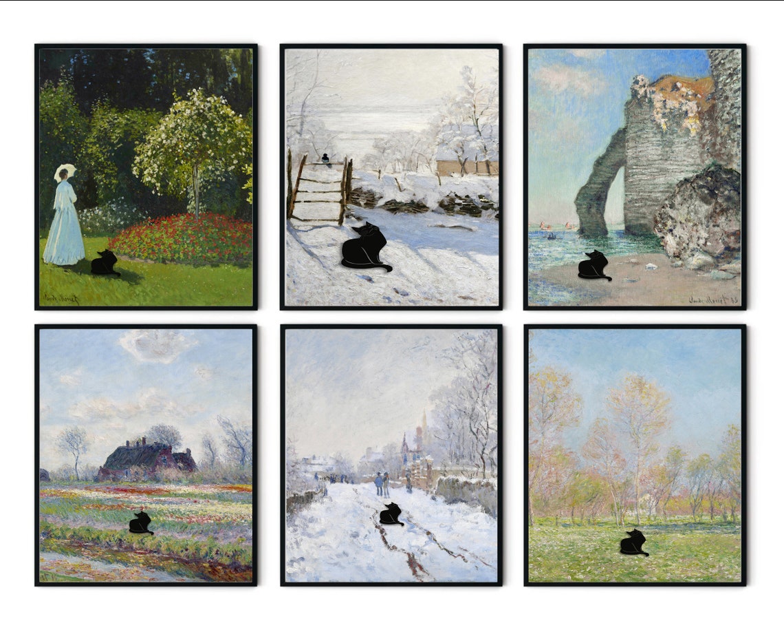 Monet Cat Print Set of 6 Cat Van Gogh Cat Poster Cat Art - Etsy