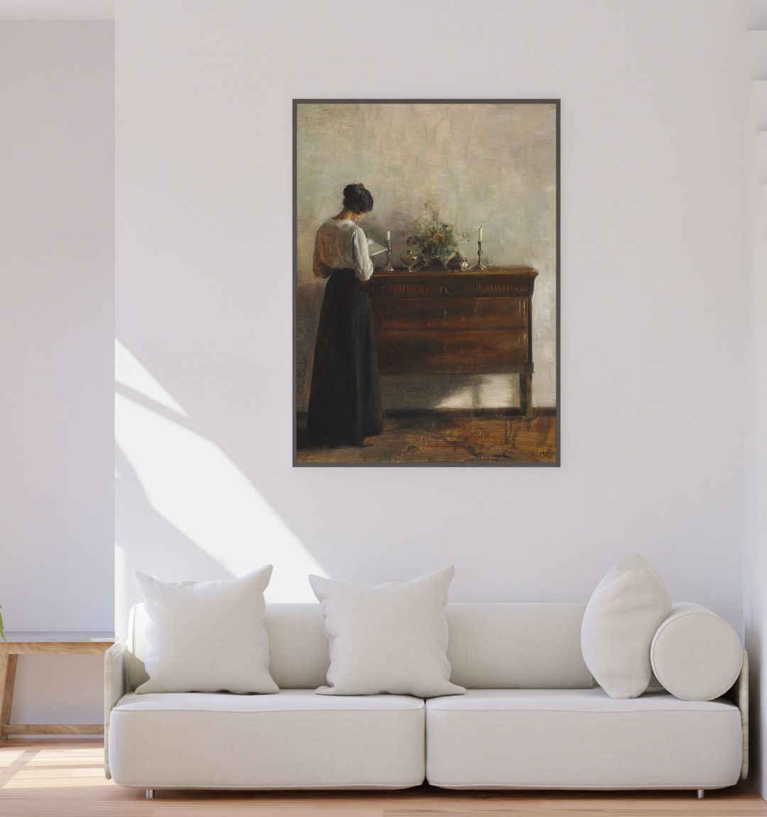 Woman Reading Print, Woman Reading Painting, Woman Art, Vintage Poster ...