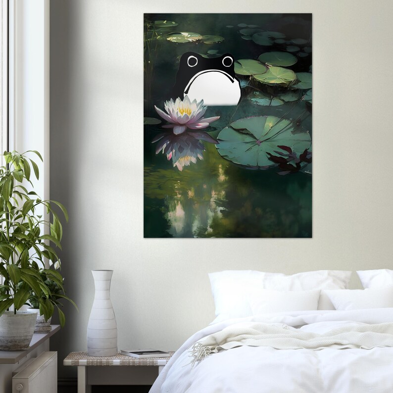 Frog Poster, Unimpressed Frog, Monet Inspired Waterlily Frog Print ...