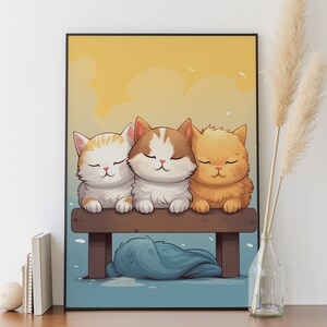 Kitten Minimal Funny Cat Art Print Cute Kitten Poster Cat - Etsy