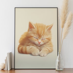 Kitten Minimal, Funny Cat Art Print, Cute Kitten Poster, Cat Print, Cat Art, Cat Poster, Black ...