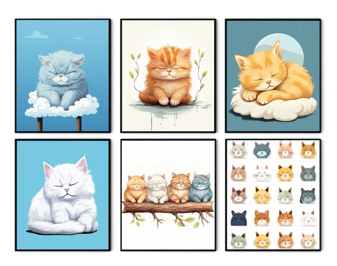 Kitten Minimal, Funny Cat Art Print, Cute Kitten Poster, Cat Print, Cat Art, Cat Poster, Black ...