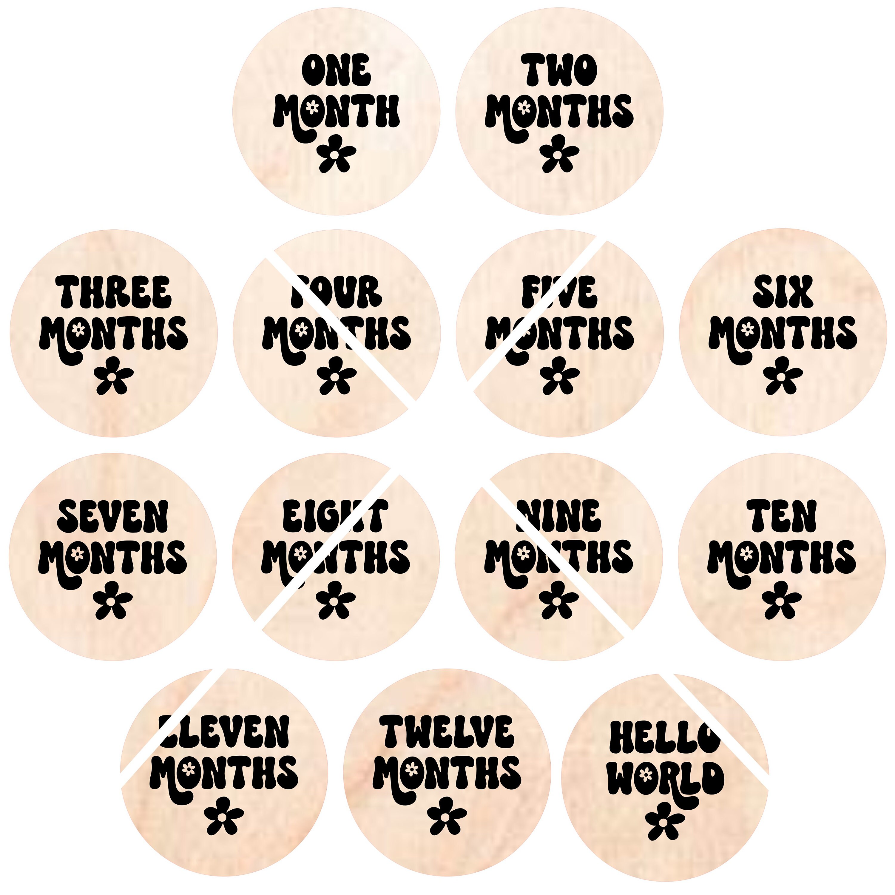 SVG Retro Flower Milestone Cards- Baby Announcement Cards- Monthly ...