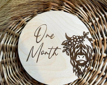 SVG File Highland Cow Hello World Card Baby Birth Milestone Card ...