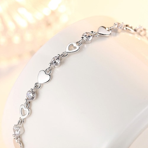925 Sterling Silver Heart Bracelet Charm Adjustable With a - Etsy UK
