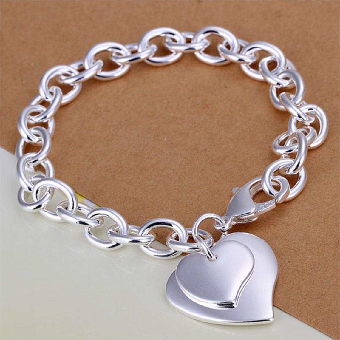 925 Sterling Silver Heart Bracelet Charm Adjustable With a - Etsy UK 925 Sterling Silver Heart Bracelet Charm Adjustable With a - Etsy UK