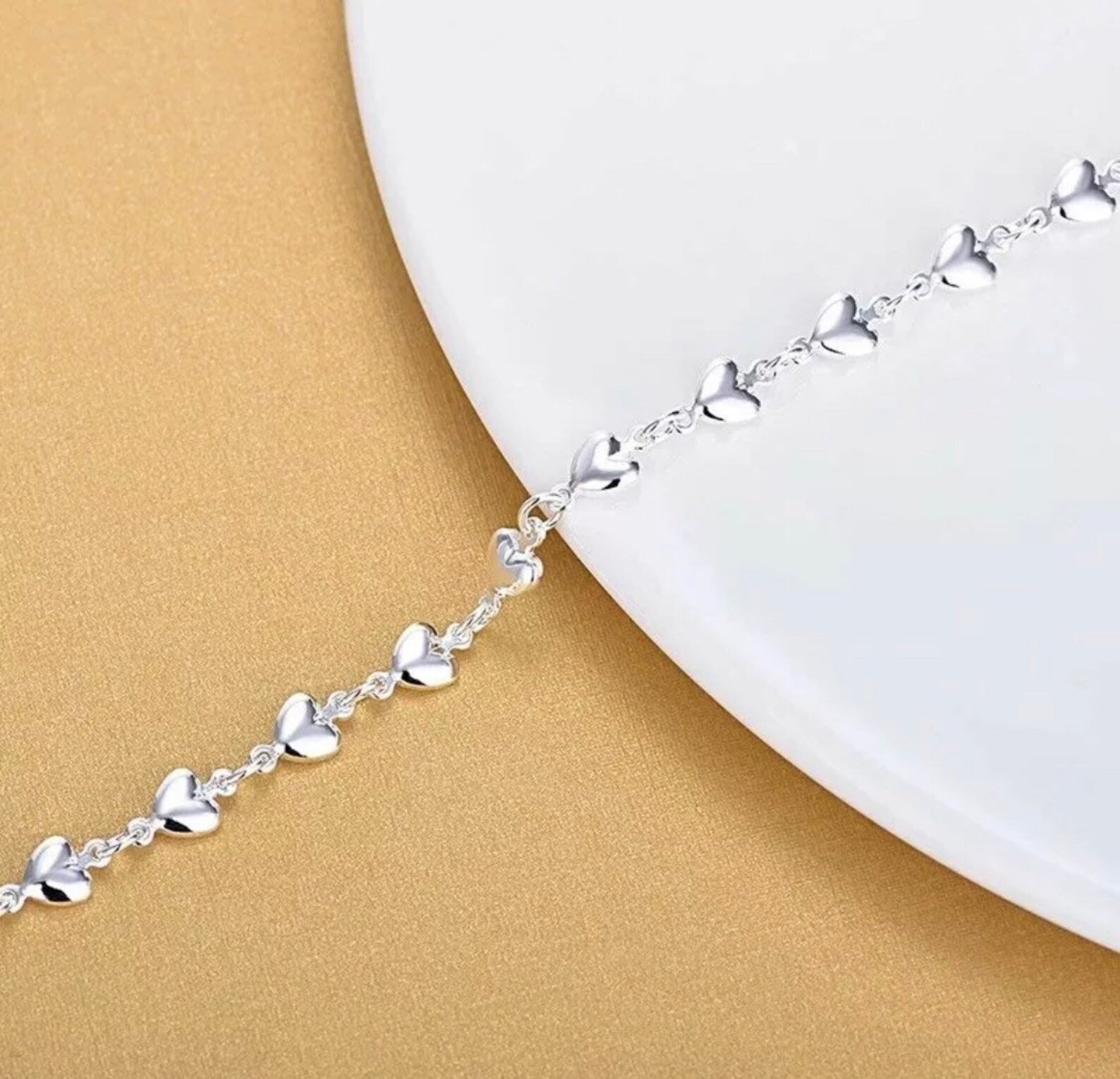 925 Sterling Silver Heart Bracelet Adjustable Giftbag - Etsy UK